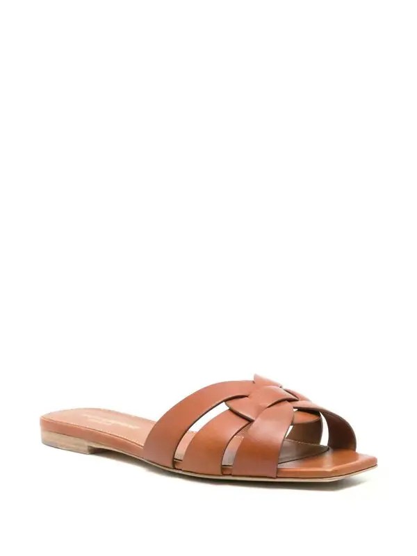Saint Laurent Tribute Flat Sandals - Neutrals