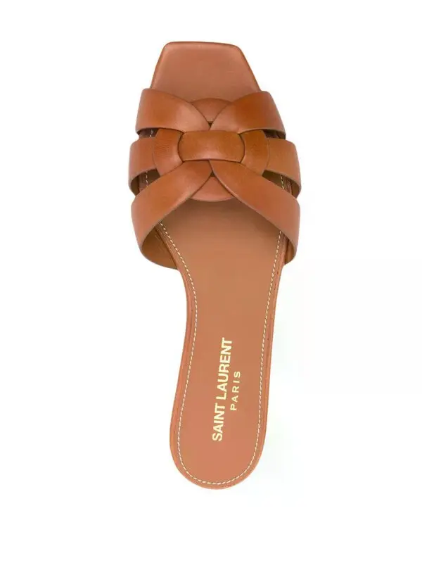 Saint Laurent Tribute Flat Sandals - Neutrals