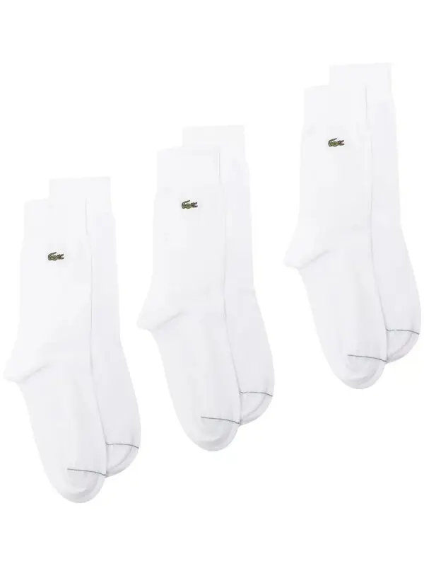 Lacoste Logo-embroidered Socks Pack Of Three - White