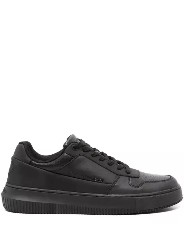Calvin Klein Logo Debossed Leather Sneakers