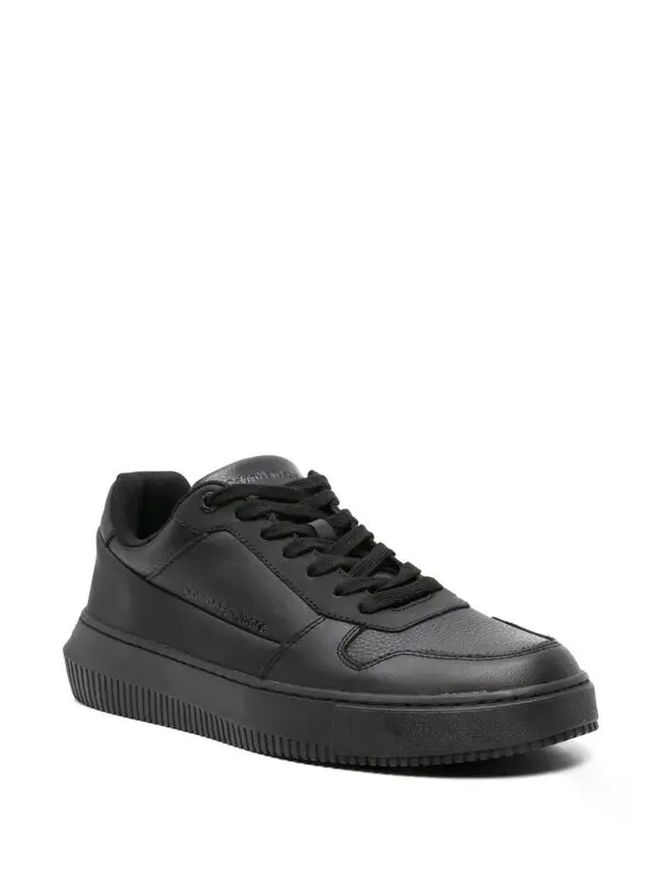 Calvin Klein Logo Debossed Leather Sneakers
