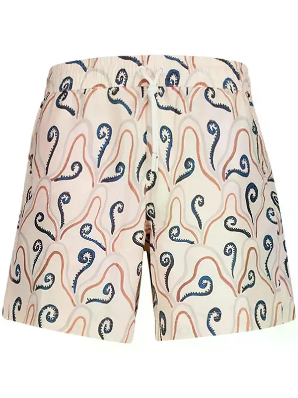Commas Plant-print Swim Shorts - Neutrals