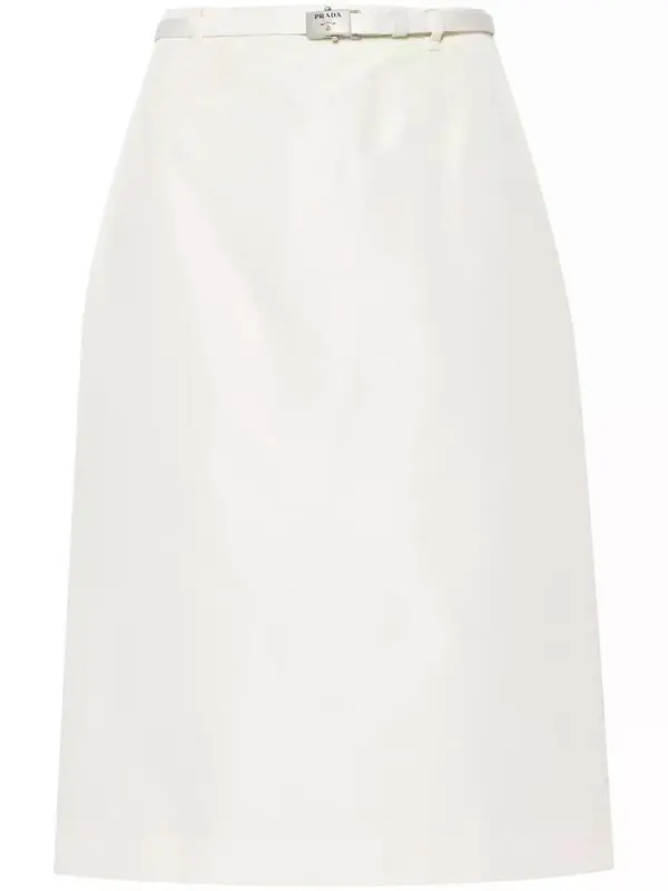 Prada Logo-buckle Straight Faille Skirt