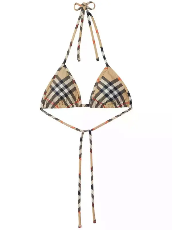 Burberry Check Halterneck Bikini Top - Neutrals