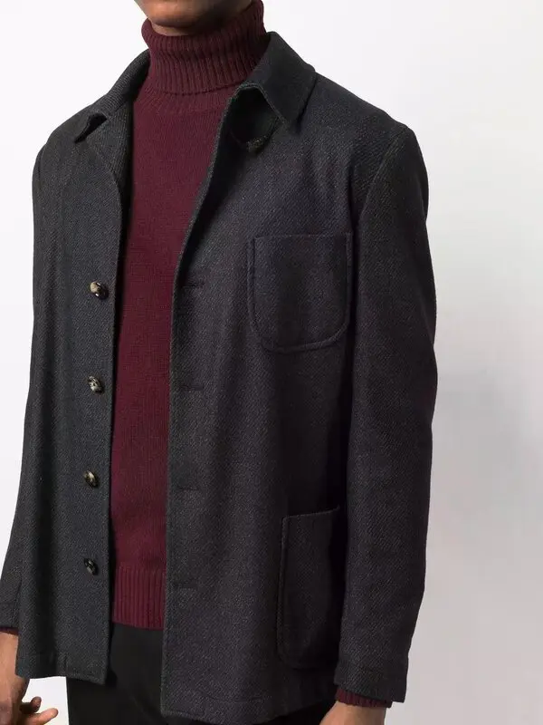 DELL'OGLIO Single-breasted Wool-blend Jacket - Grey