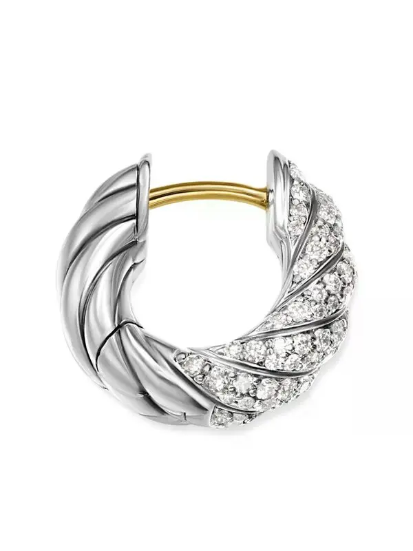 David Yurman Sterling Diamond Hoop Earrings