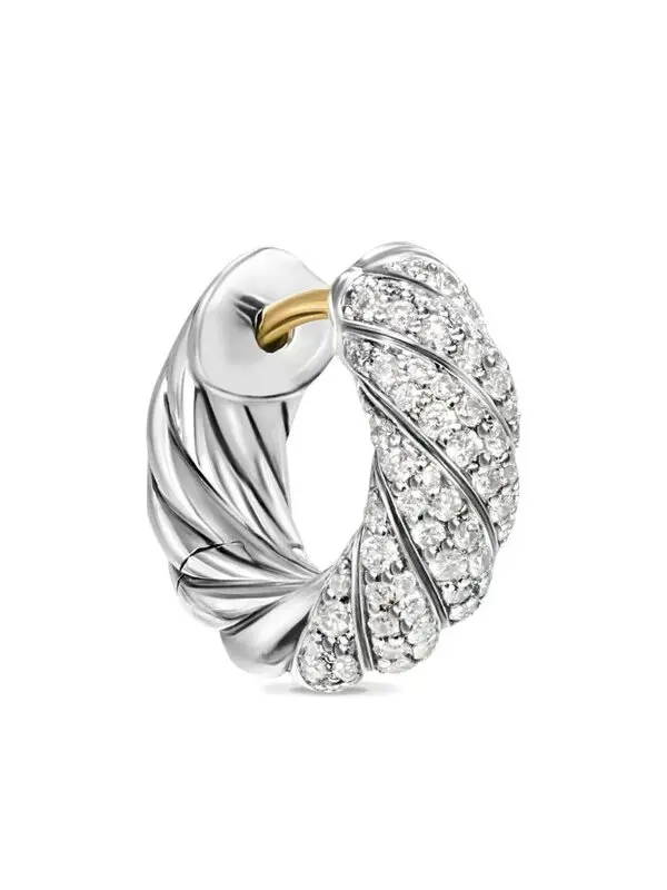 David Yurman Sterling Diamond Hoop Earrings