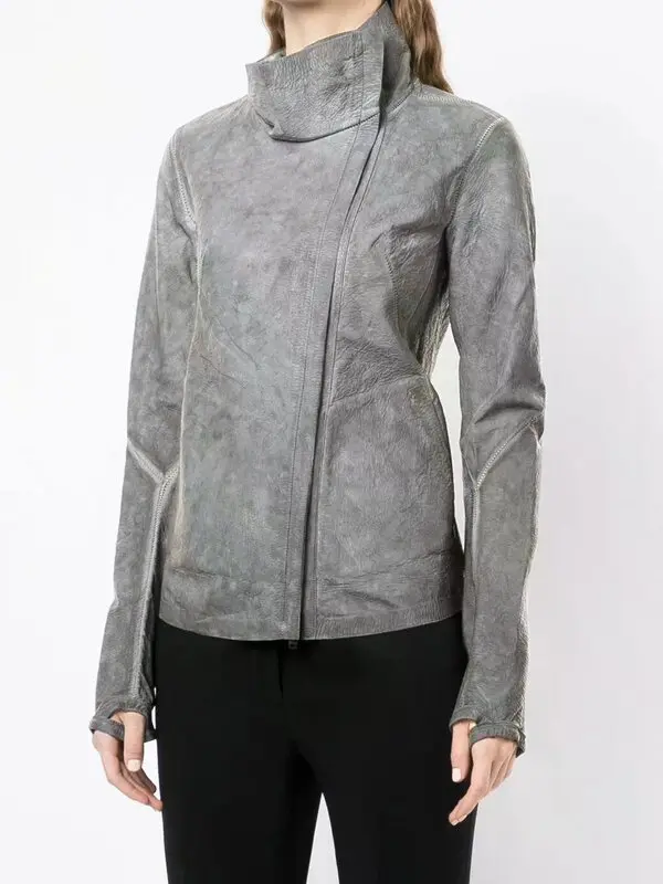 ISAAC SELLAM EXPERIENCE Off-centre Leather Biker Jacket