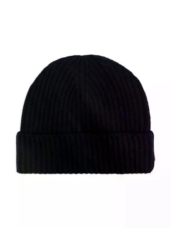 Dsquared2 Ribbed-knit Logo-plate Scarf And Hat Set - Black