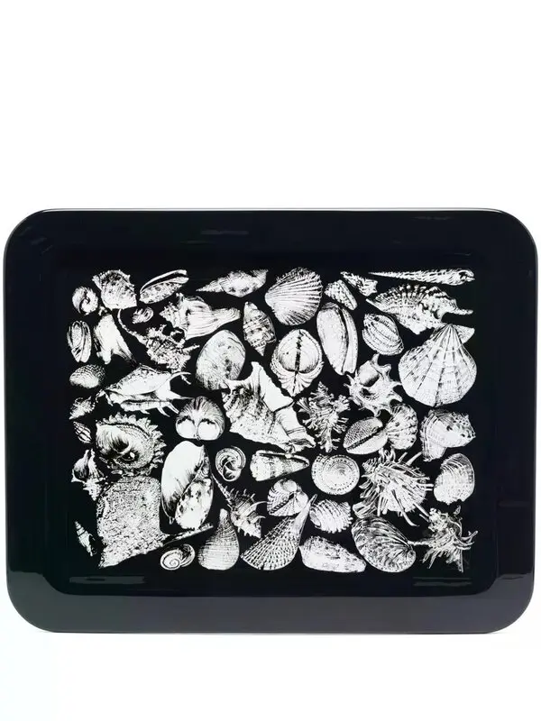 FORNASETTI Conchiglie Marine-print Tray - Black