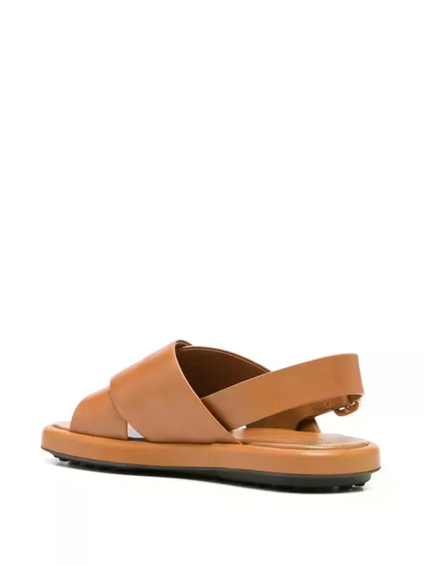 TOD'S Leather Flat Sandals - Brown