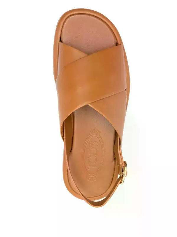 TOD'S Leather Flat Sandals - Brown