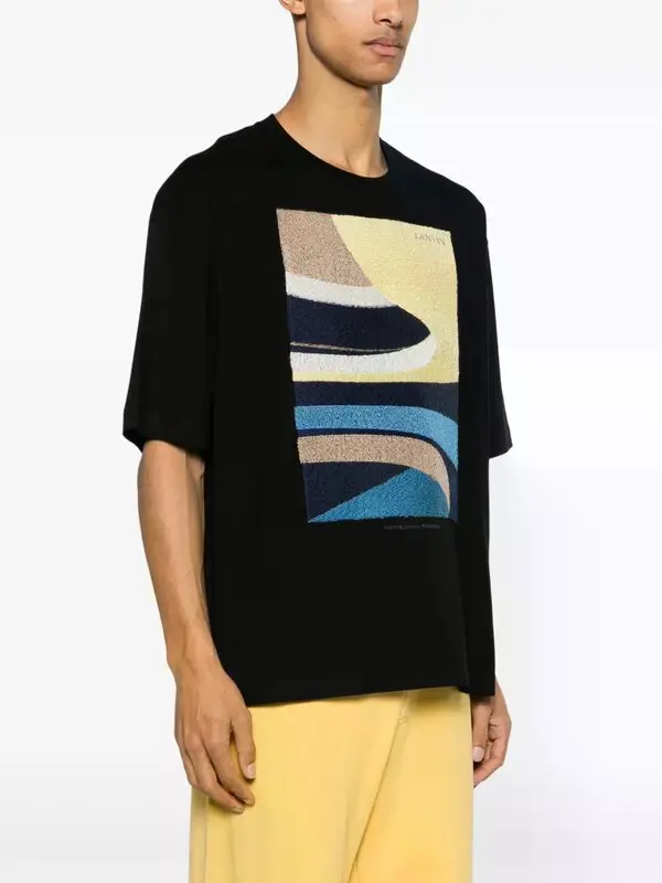 LANVIN Daunou-embroidery Cotton T-shirt