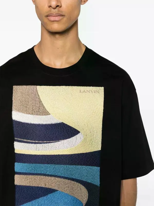 LANVIN Daunou-embroidery Cotton T-shirt