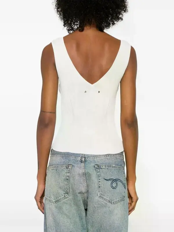 GOLDEN GOOSE Ribbed V-neck Sleeveless Top
