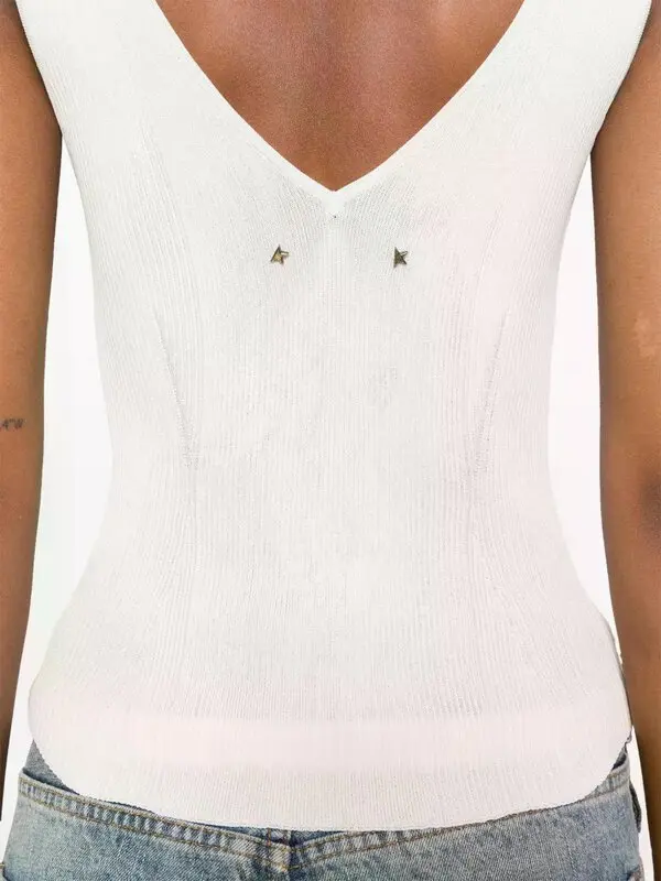 GOLDEN GOOSE Ribbed V-neck Sleeveless Top
