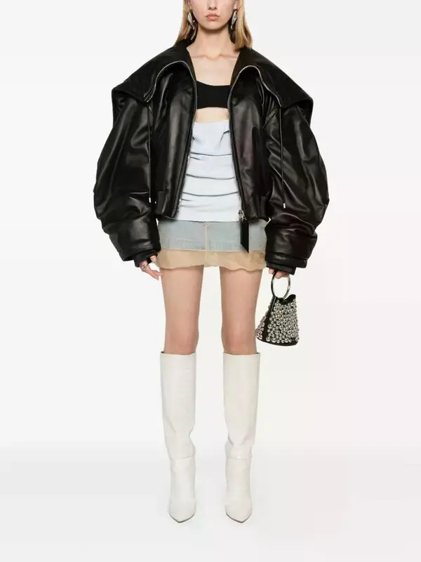 Attico Padded Leather Bomber Jacket