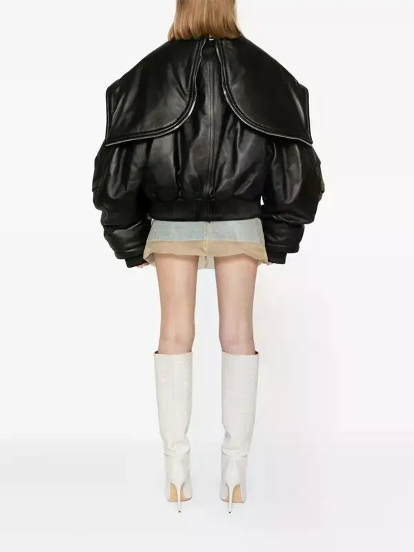 Attico Padded Leather Bomber Jacket