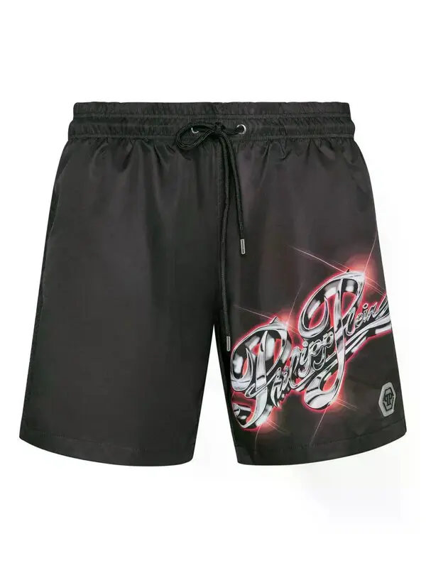 Philipp Plein Printed Swim Shorts - Black