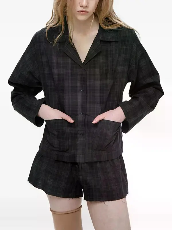 MAINLESS Plaid Long-sleeve Shirt - Blue