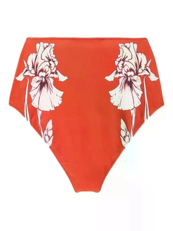 La DoubleJ High Waisted Floral Bikini Bottoms - Orange