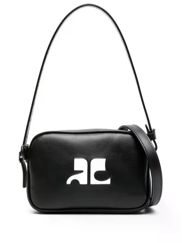 COURREGES Logo-appliqué Leather Shoulder Bag