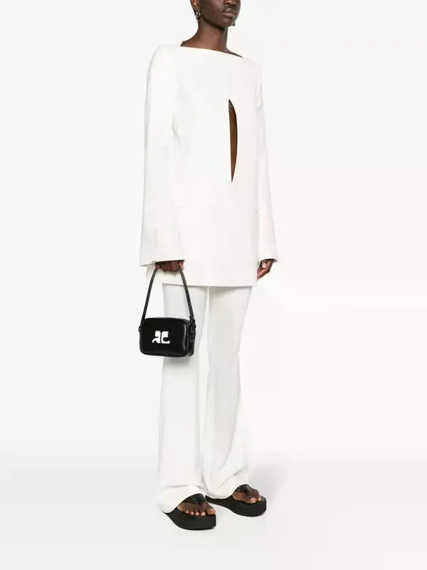 COURREGES Logo-appliqué Leather Shoulder Bag