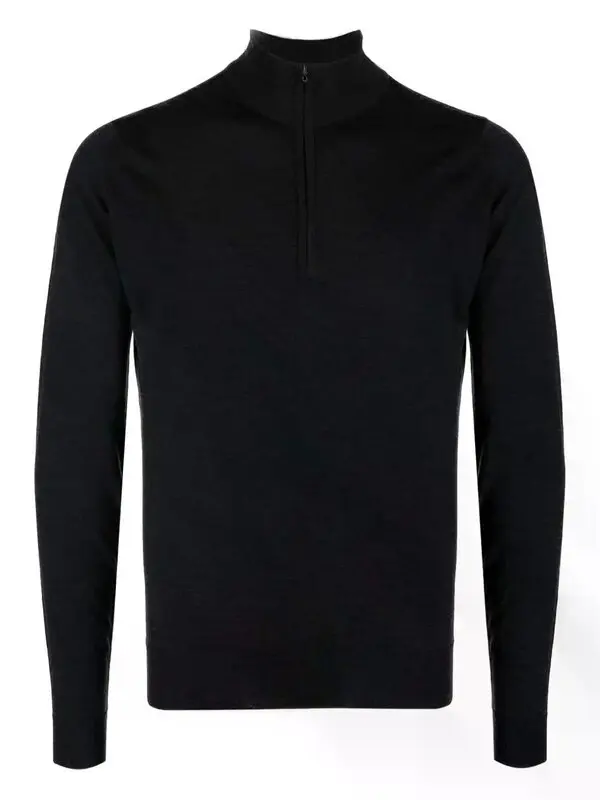 John Smedley Zip-neck Long-sleeve Sweater - Black