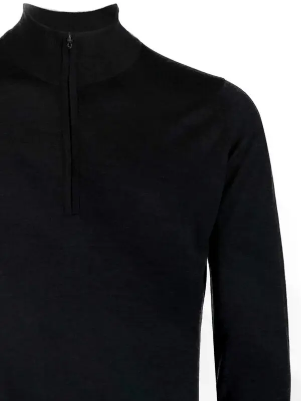 John Smedley Zip-neck Long-sleeve Sweater - Black