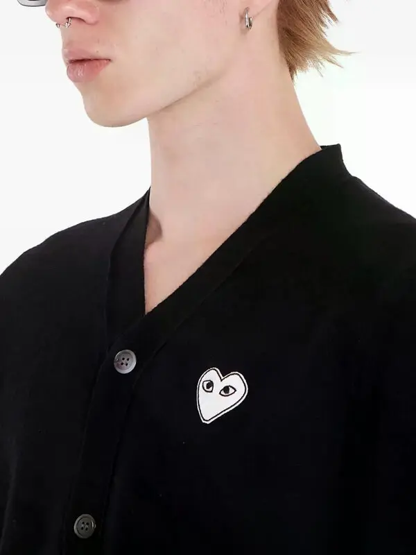 Play Comme Des Garcon Heart-patch Wool Cardigan