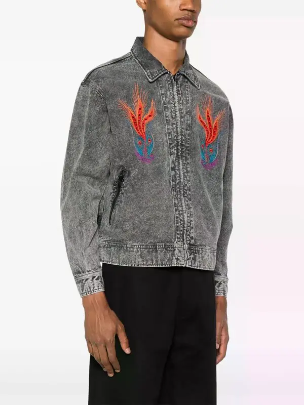 MYNE Embroidered Peacock Canvas Jacket