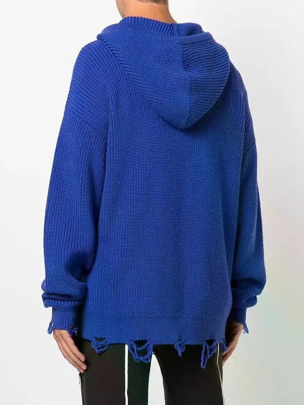 HACULLA. Logo-print Distressed Knitted Hoodie