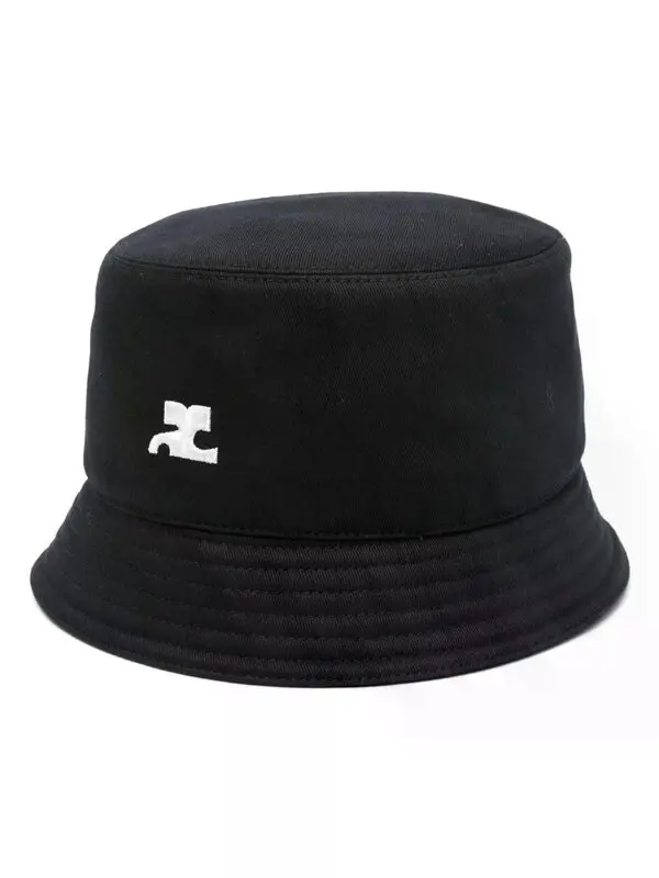 COURREGES Signature Logo-appliqué Bucket Hat - Black