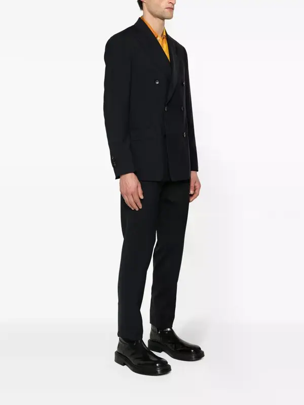 LARDINI Double-breasted Wool Suit - Blue
