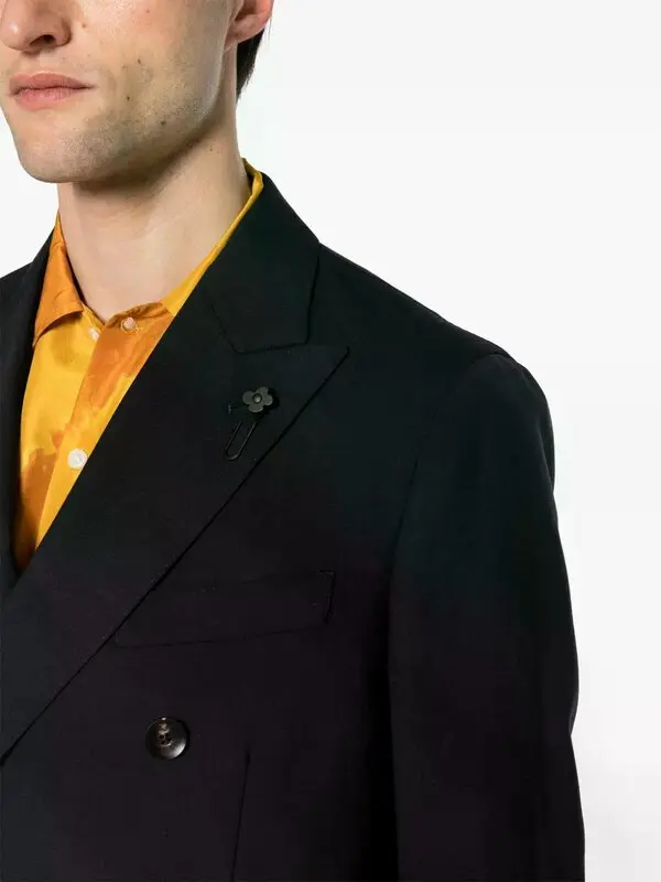 LARDINI Double-breasted Wool Suit - Blue