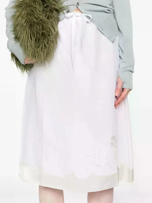 Prada Embroidered Linen A-line Skirt