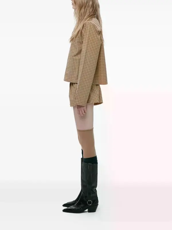 MAINLESS Checked Cropped Shirt - Neutrals