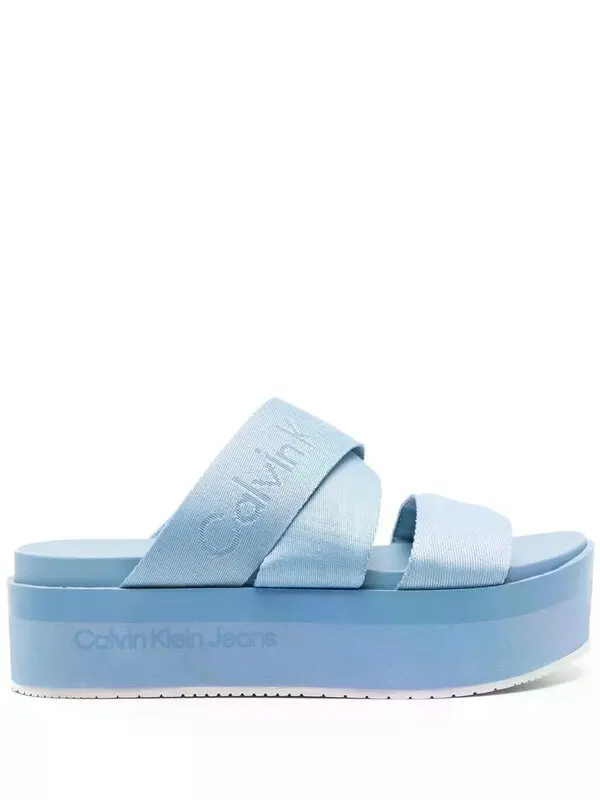Calvin Klein Logo Jacquard Flatform Sandals