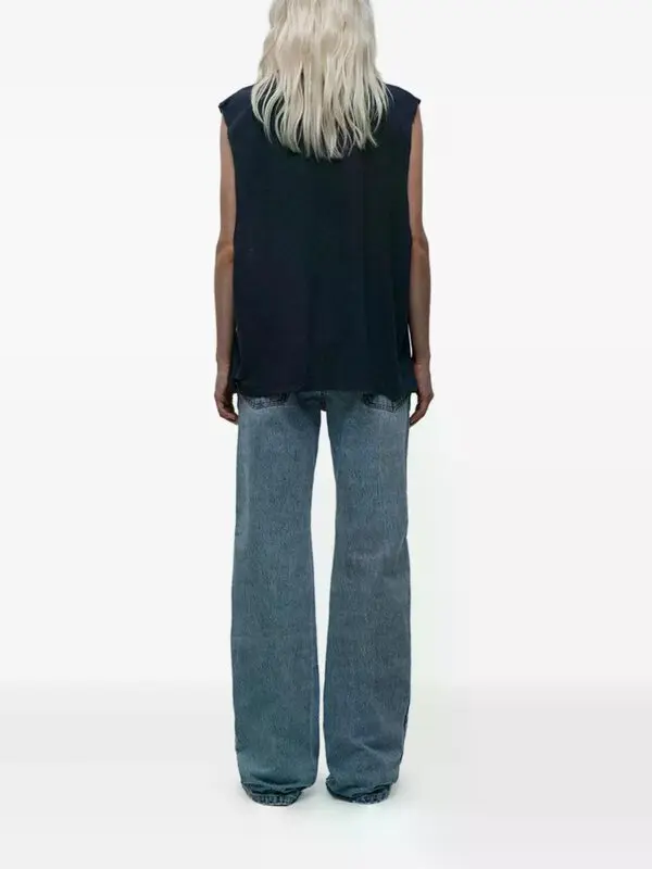 MAINLESS Distressed Sleeveless Top - Blue