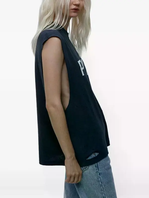 MAINLESS Distressed Sleeveless Top - Blue