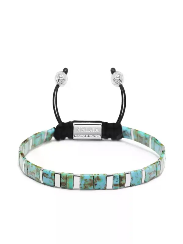 NIALAYA JEWELRY Logo-engraved Beaded Bracelet - Silver