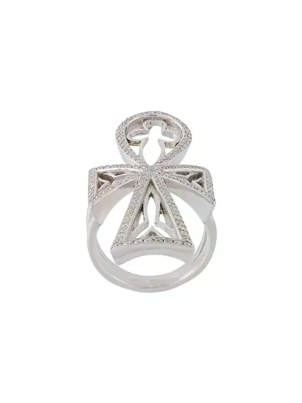 LOREE RODKIN 18kt White Gold Diamond Maltese Cross Ring - Metallic