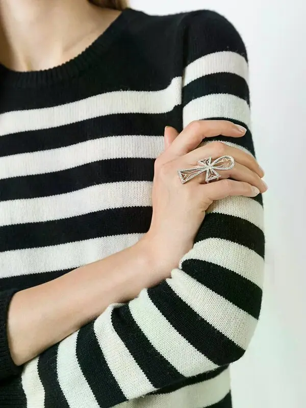 LOREE RODKIN 18kt White Gold Diamond Maltese Cross Ring