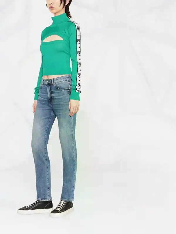 CHIARA FERRAGNI Logo-patch Straight-leg Jeans