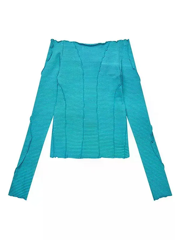 KERNE.MILK Striped Off-shoulder Cardigan