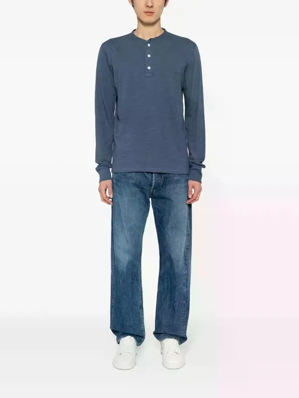 Rag & Bone Cotton Henley T-shirt - Blue