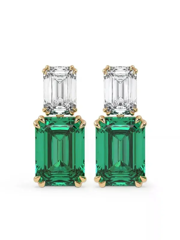 VEYNOU 14kt Yellow Emerald And Diamond Earrings - Gold