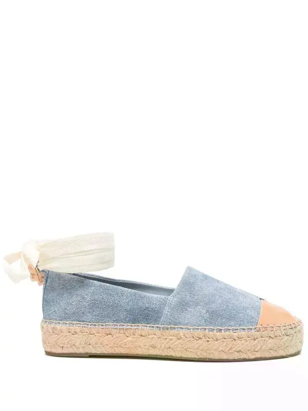 Tory Burch Leather And Printed Suede Cap-toe Espadrilles