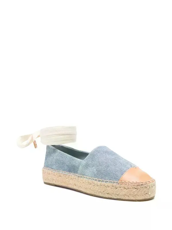 Tory Burch Leather And Printed Suede Cap-toe Espadrilles