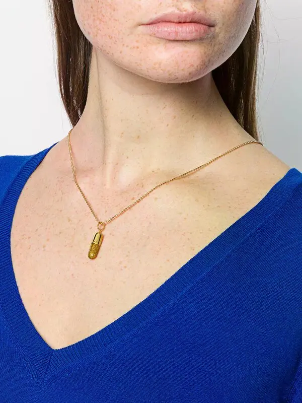TRUE ROCKS Glitter Pill Pendant Necklace - Gold